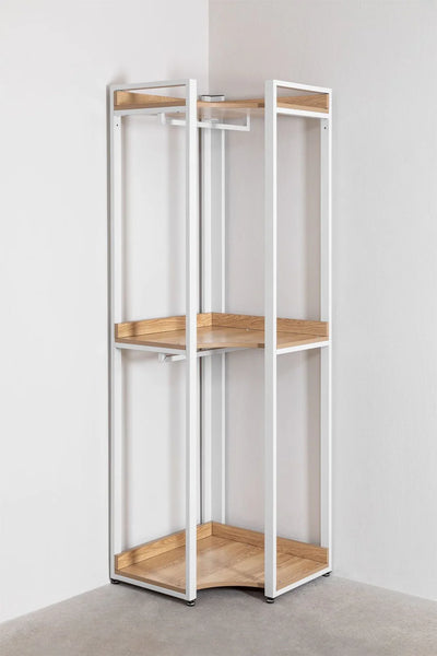 Linea Open Corner Wardrobe in Steel and Wood - Light White – Twig Woodworks